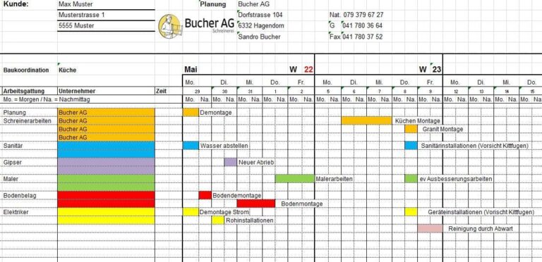 Terminplanung | Schreinerei in Cham und Zug